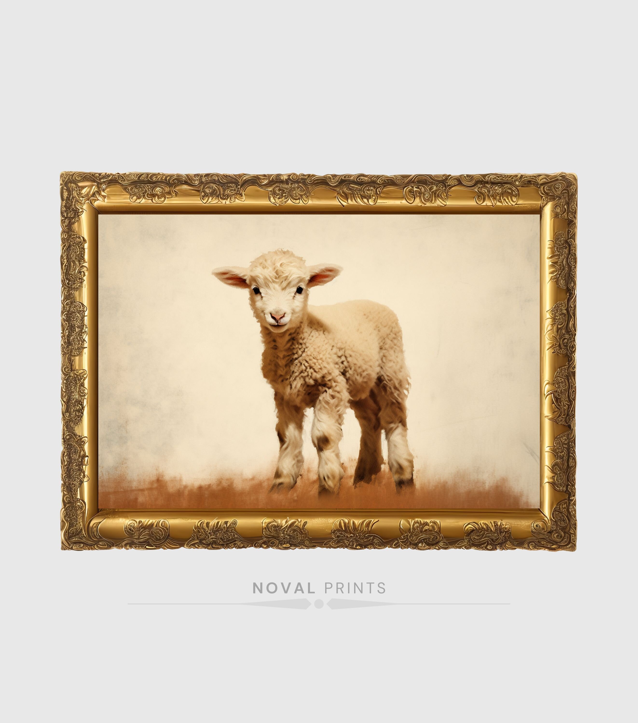 Vintage Lamb Oil Painting, Lamb Wall Art, Digital Printable Sheep ...