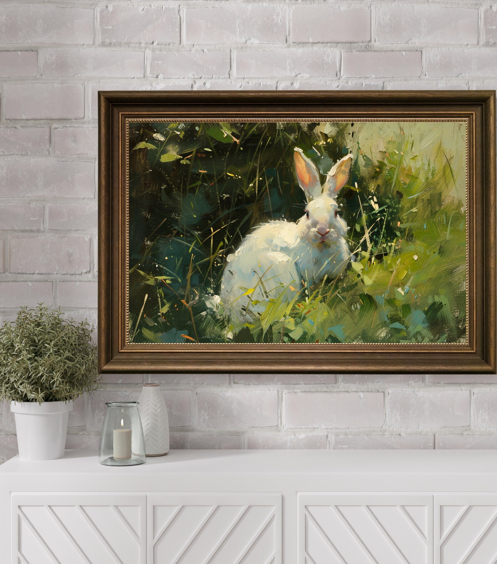 White Rabbit Landscape Rustic Fall Country Landscape Printable Vintage ...