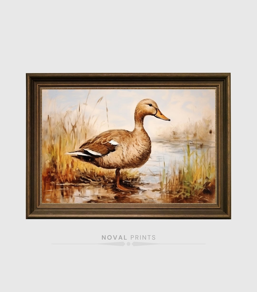 Vintage Duck Print, Spring Landscape Wall Art Paint, Nursery Decor Duck ...