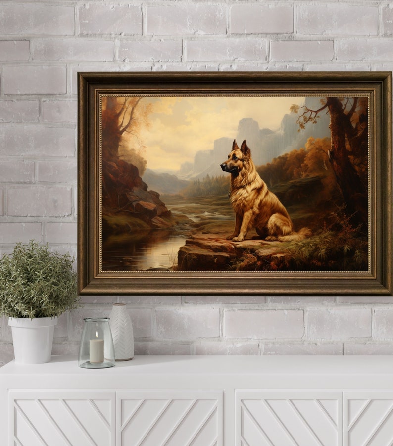Landscape German Shepherd Dog, Printable Vintage Dog Wall Art, Pet Home ...