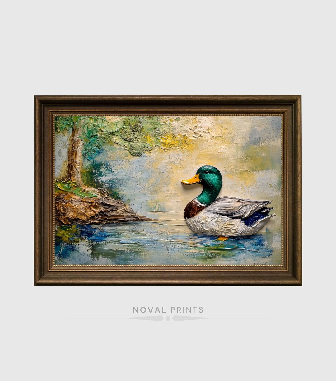 Clay Art Mallard Duck in 3D Textured Wall Art, Handcrafted Nature Scene ...