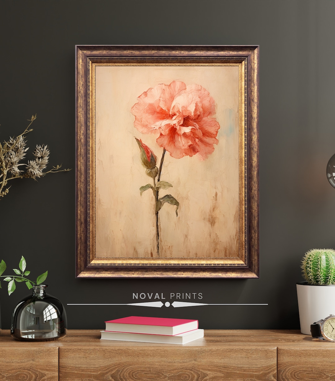 Vintage Carnation Flower Digital Printable Print, Carnation Wall Art ...