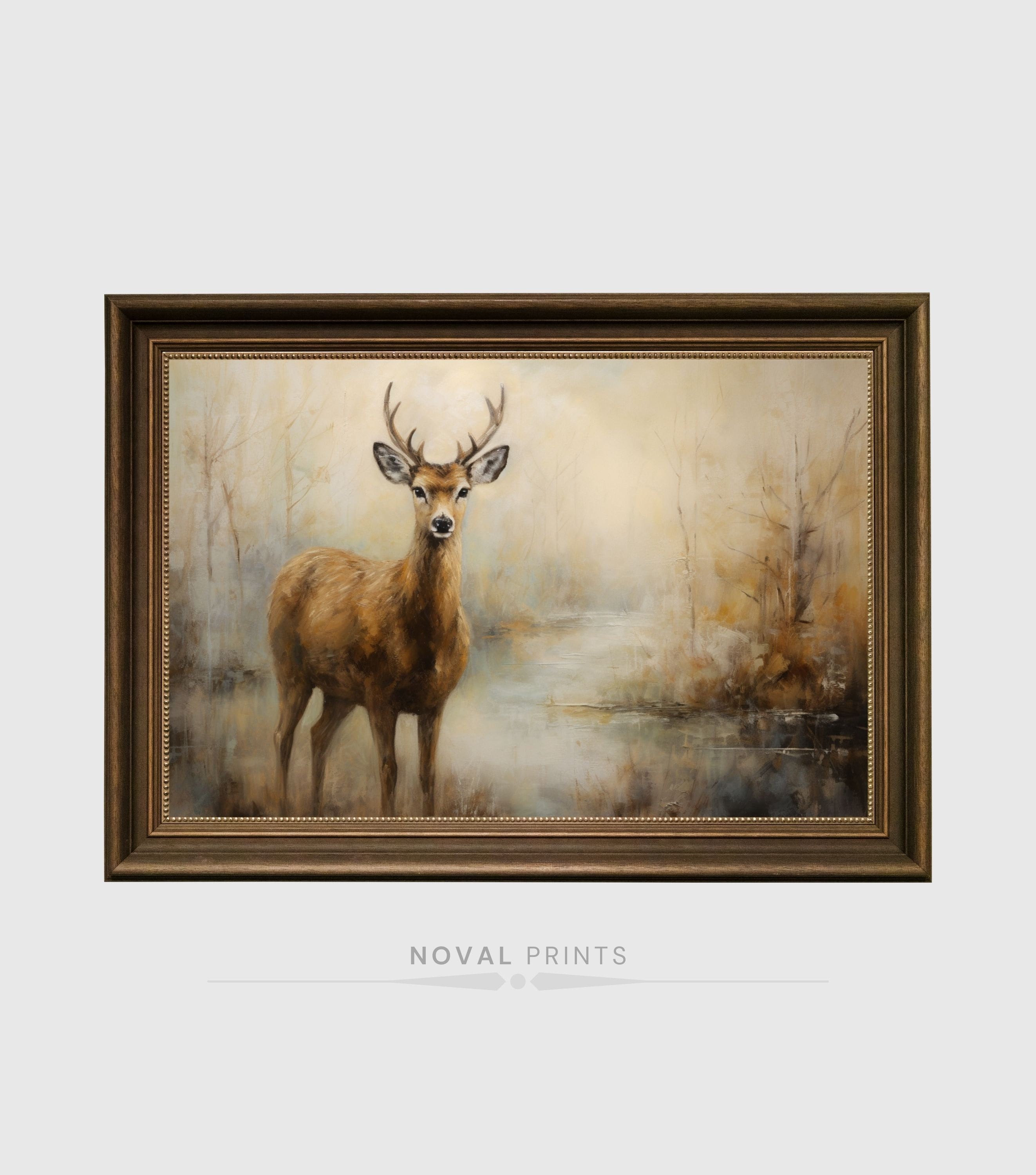 Vintage Deer Painting, Vintage Deer Wall Art, Deer Painting Printable ...