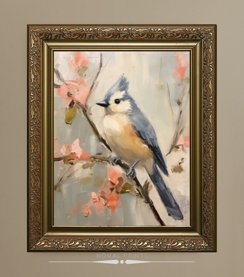 Tufted Titmouse Bird Watercolor Painting Wall Art, Tufted Titmouse ...