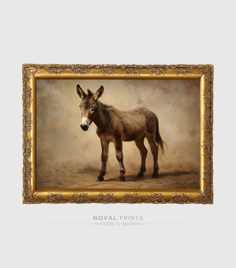 Donkey Wall Art Painting, Digital Donkey Animal Print, Printable ...