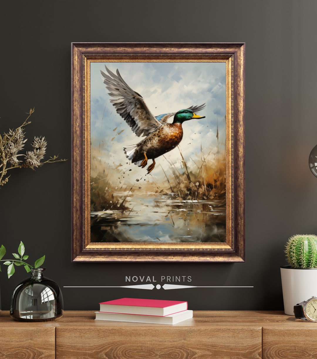 Flying Mallard Duck Printable Hunting Bird Wall Art, Duck Bird Decor ...