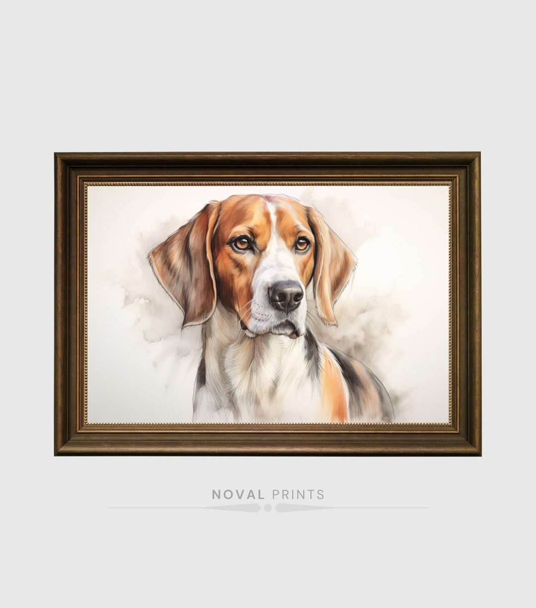 English Foxhound Pencil Drawing Dog Wall Art, English Pointer Dog ...