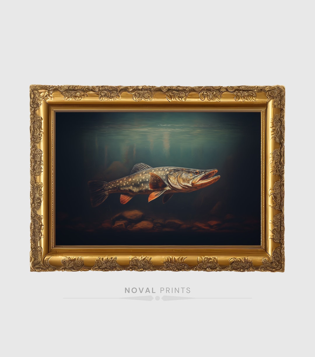 Northern Pike Art, Pike Fish Print, Vintage Fishing Poster, Wall Art ...