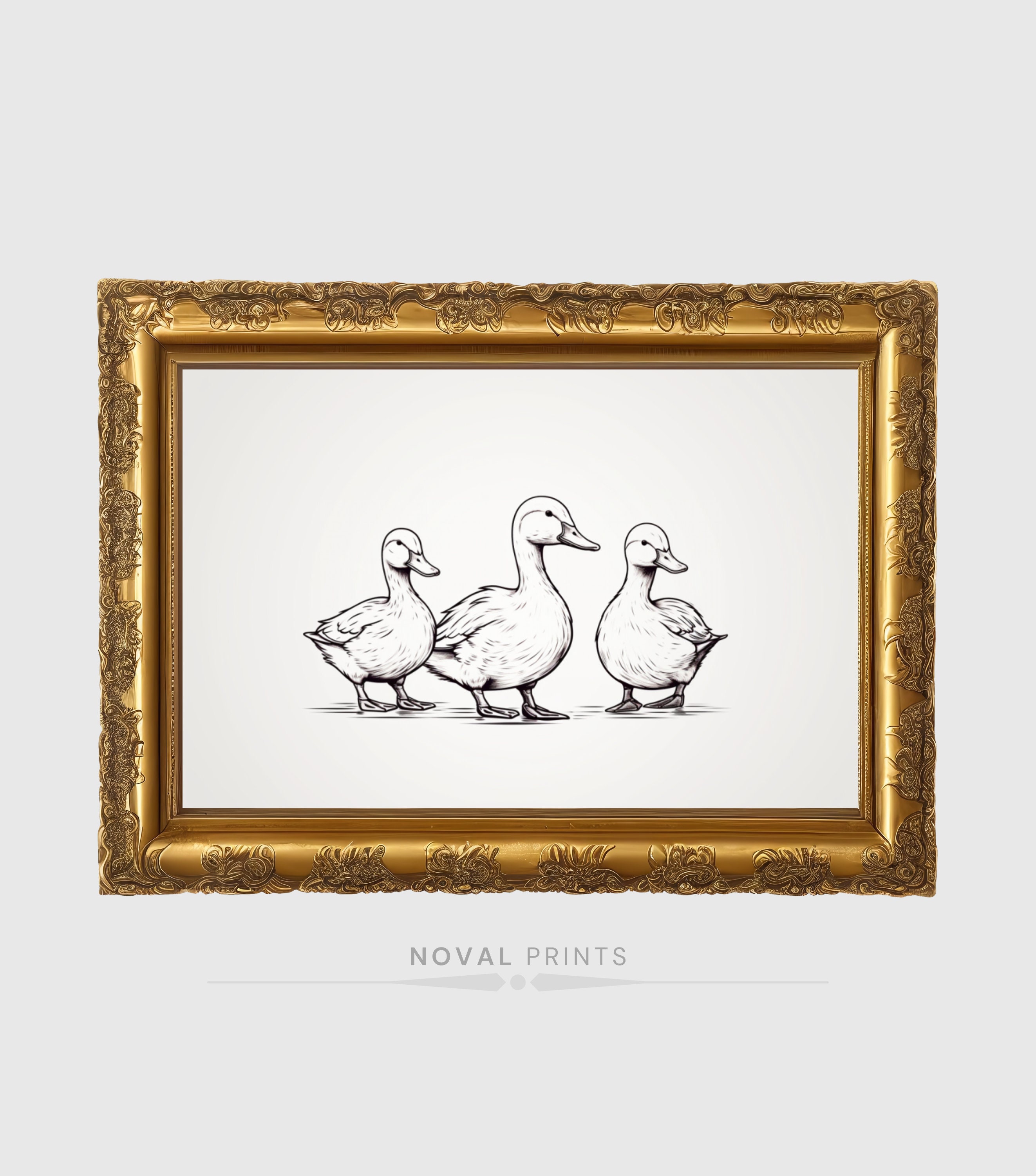 Duck Pencil Sketch Print, Duck Drawing Home Decor, Antique Vintage Duck ...
