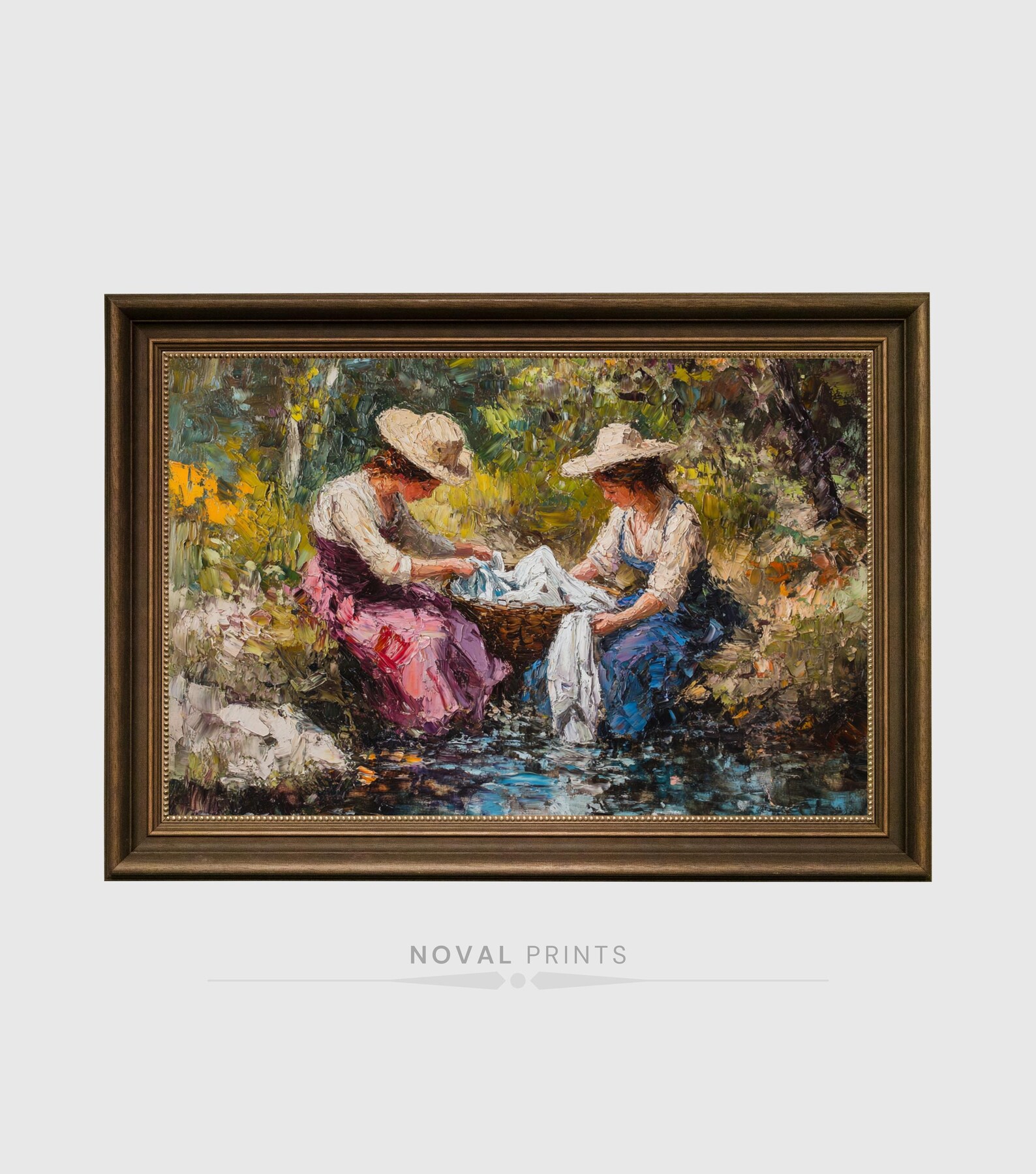 Laundry Room Art, Vintage Farmhouse Decor Painting, Two Women Washing ...