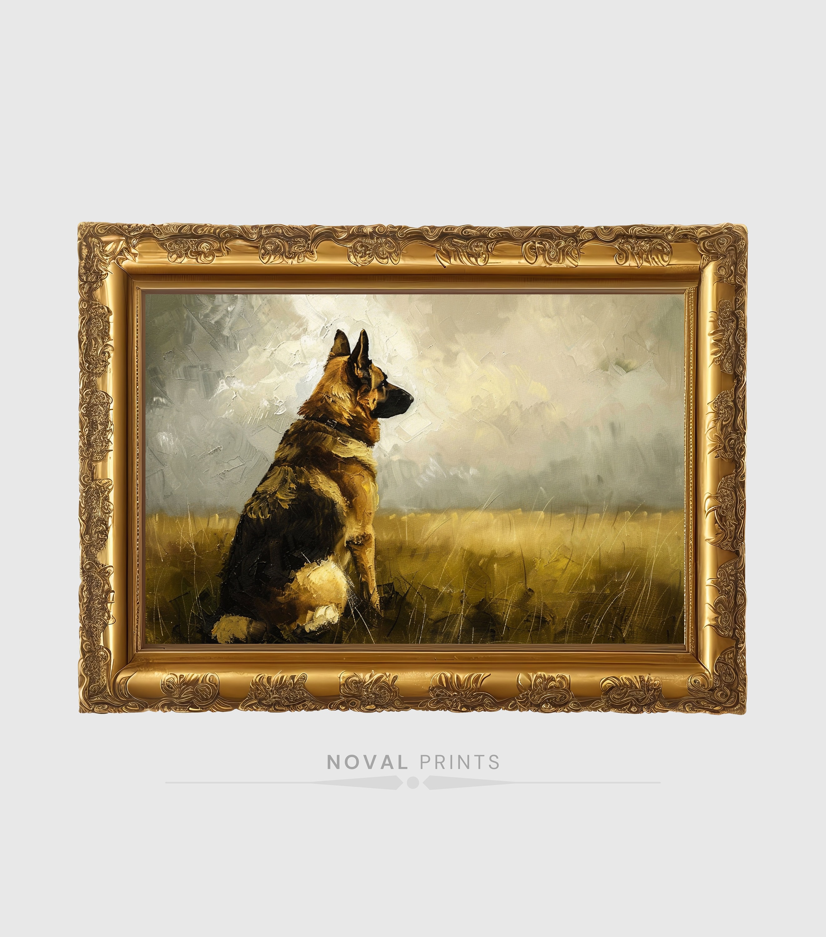 Vintage K9 Police German Shepherd Painting Digital Download, Antique ...