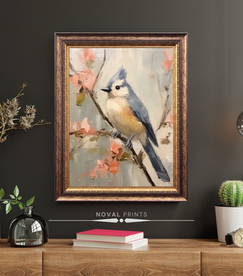 Tufted Titmouse Bird Watercolor Painting Wall Art, Tufted Titmouse ...