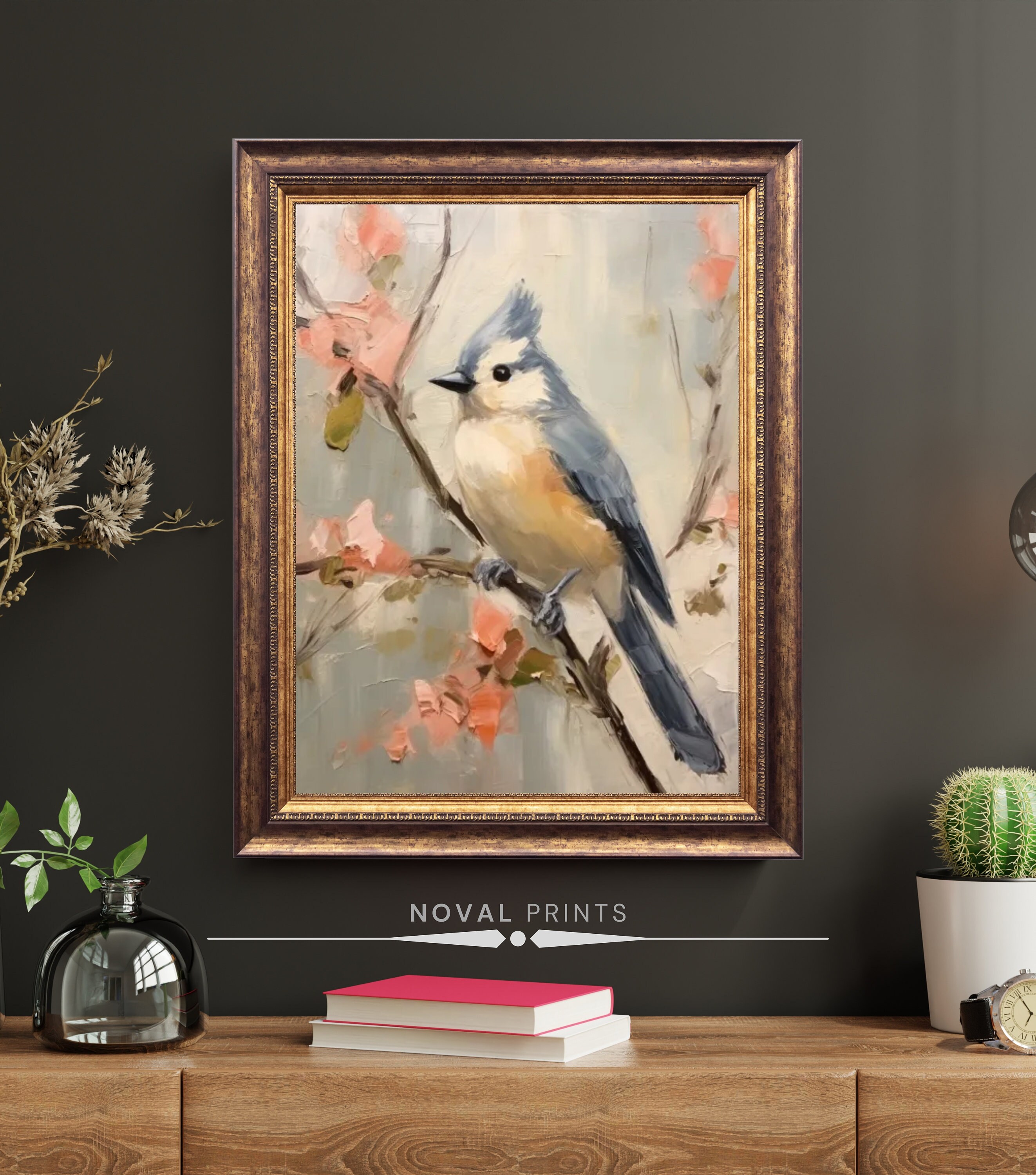 Tufted Titmouse Bird Watercolor Painting Wall Art, Tufted Titmouse ...