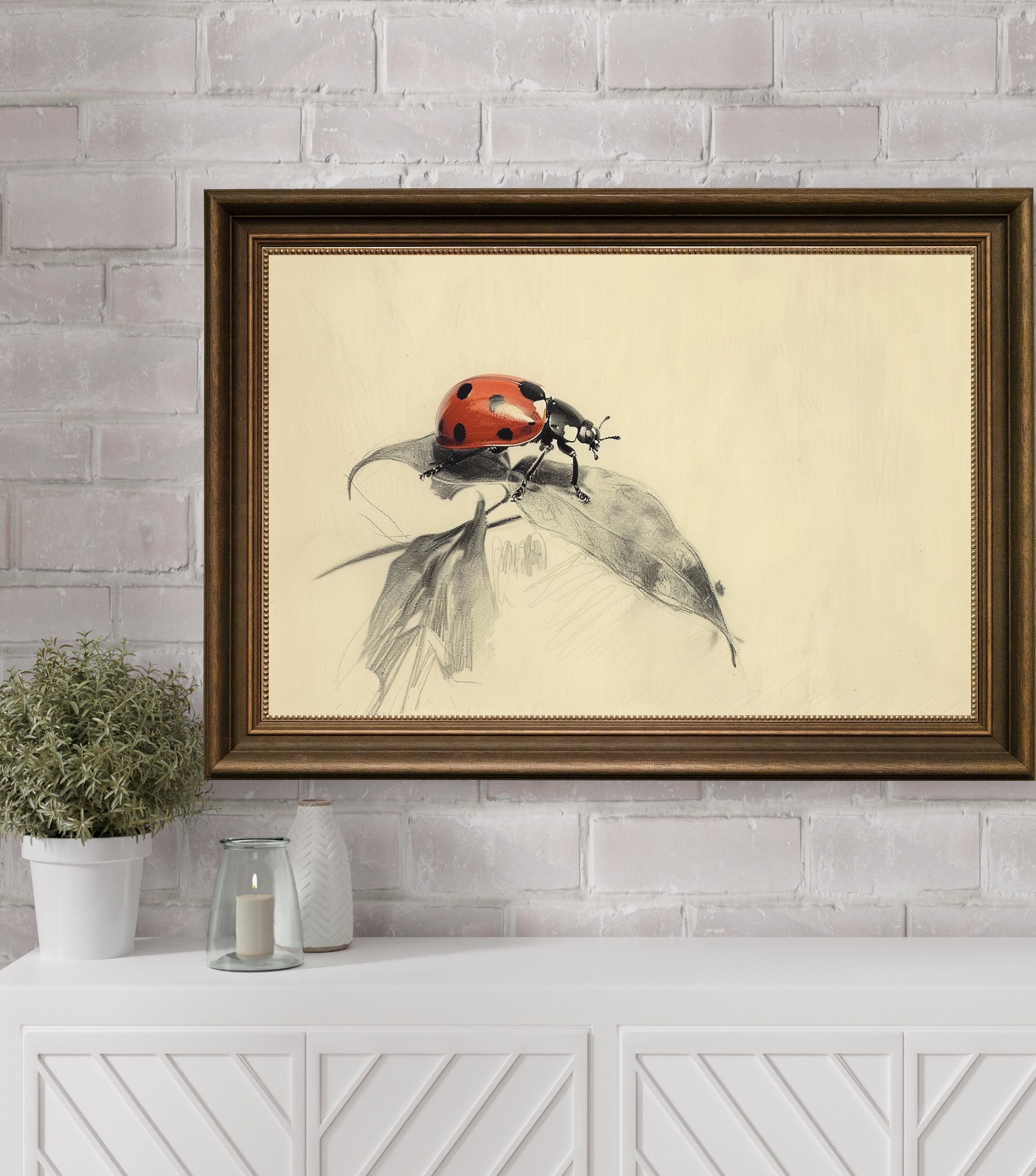 Ladybug Beetle, Art Print, Painting Reproduction, Vintage Beetle ...