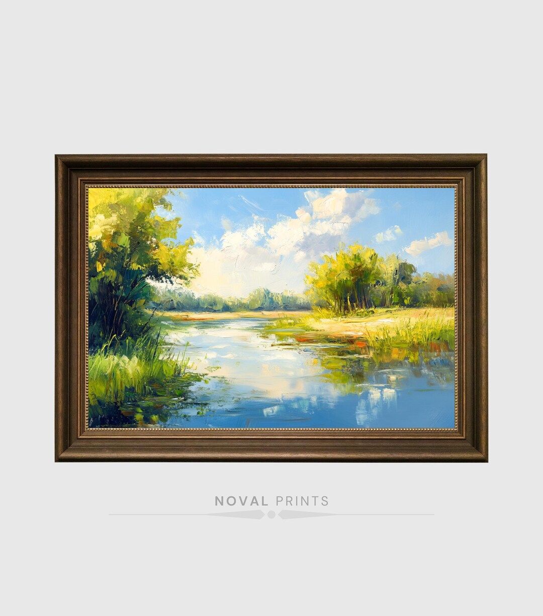 Tranquil Reflection Landscape Digital Art Print, Nature Printable Wall ...