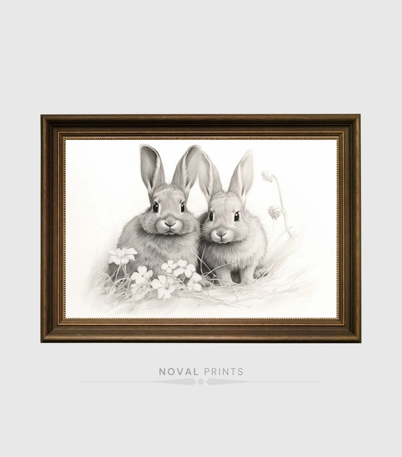 Bunny Art Print, Bunny Ink Sketch Giclee Print, Minimalist Bunny Rabbit ...