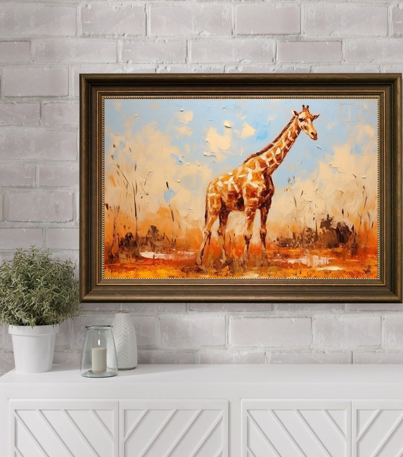 Giraffe Nursery Decor Oil Painting Giraffe Wall Art, Safari Nursery ...
