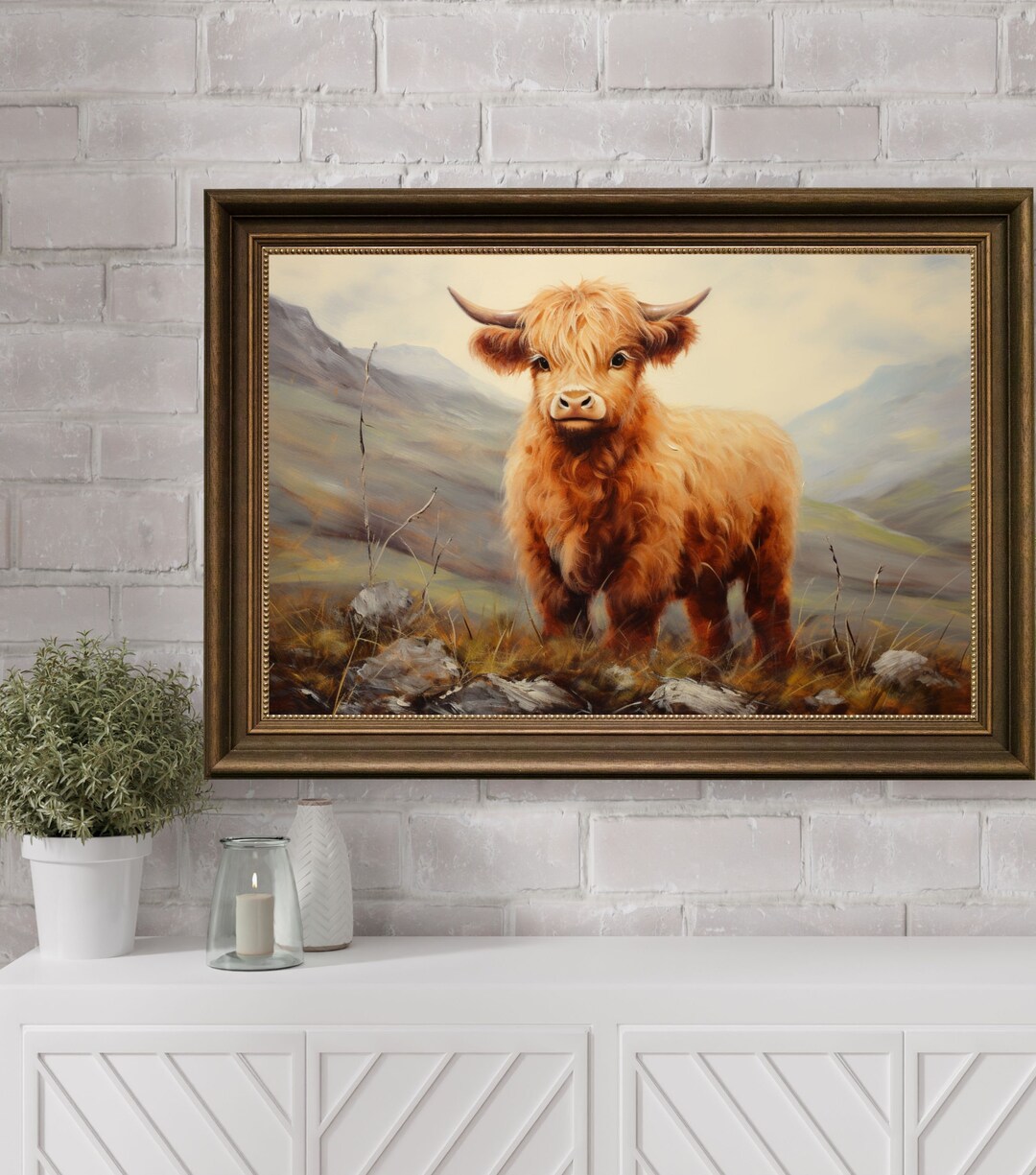 Scottish Highland Cow Print, Highland Baby Cow Wall Art Decor, Baby ...
