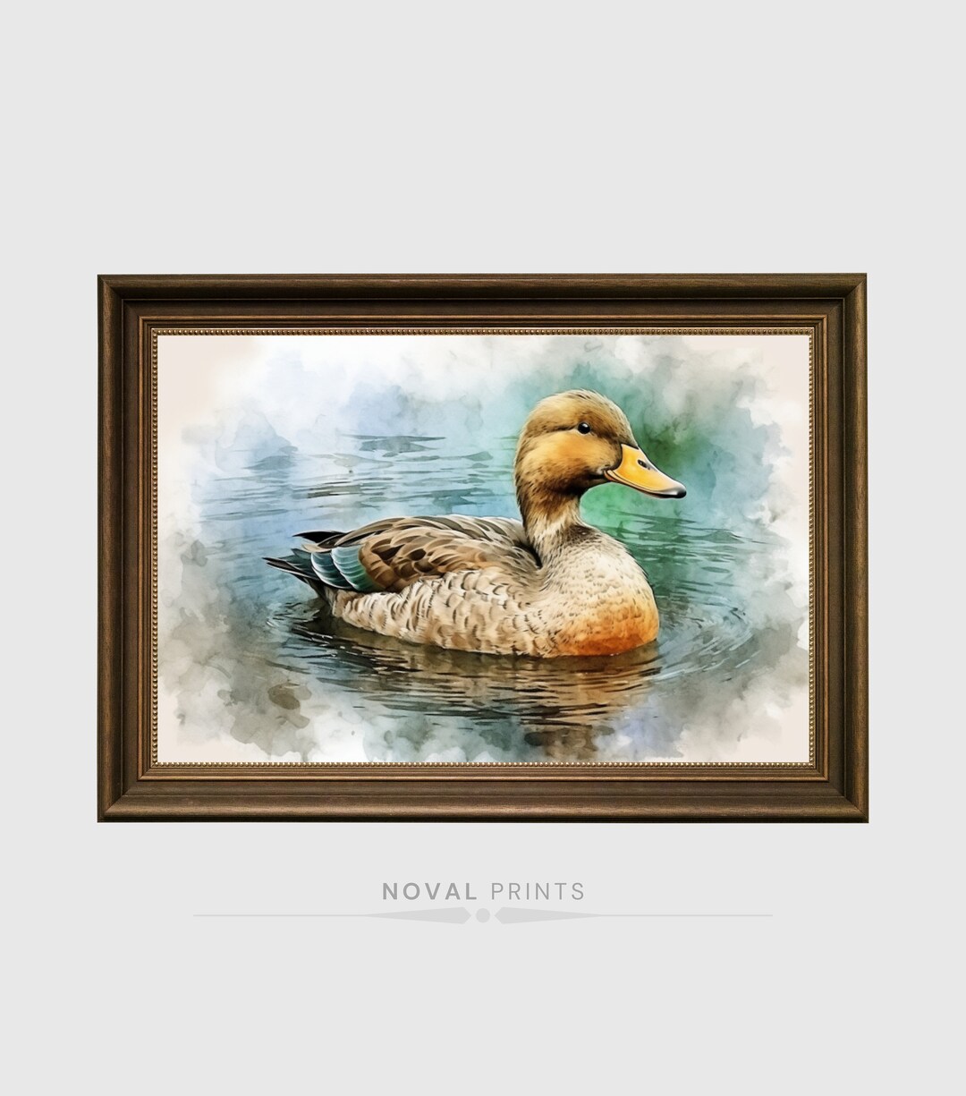 Watercolor Digital Printable Duck Wall Art Farmhouse Landscape Painting ...
