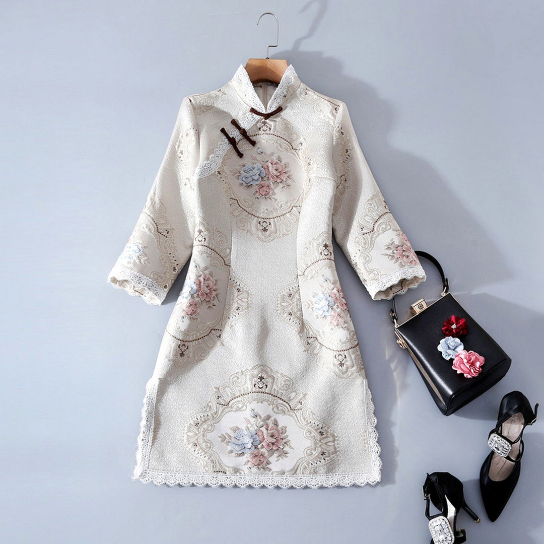 Modern Lace Collar Qipao Chinese Traditional Cheongsam Dress - Etsy