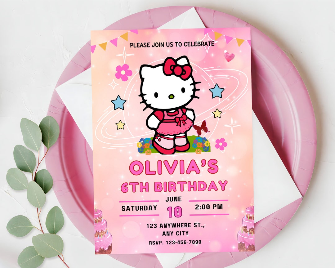 Customized Kitty Birthday Party Invitation Kitty and Friend - Etsy ...