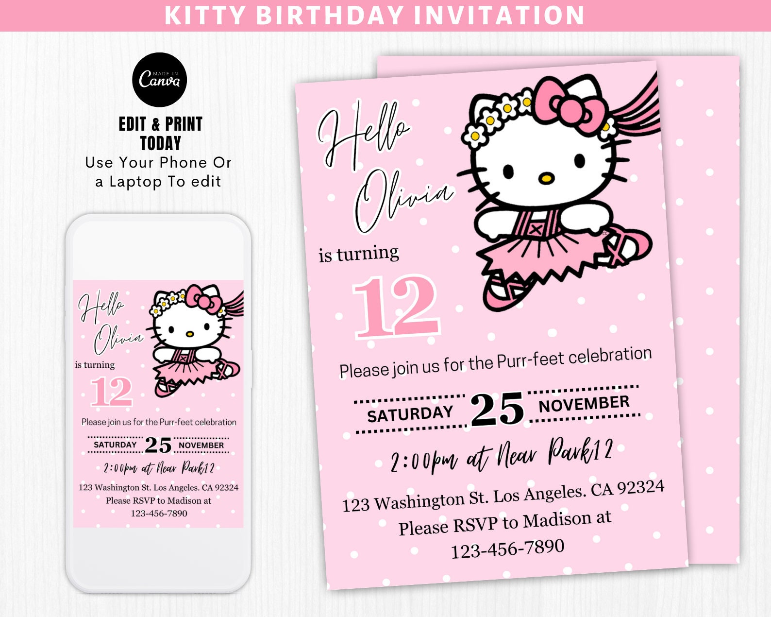 Hello Kitty Birthday Invitations Print