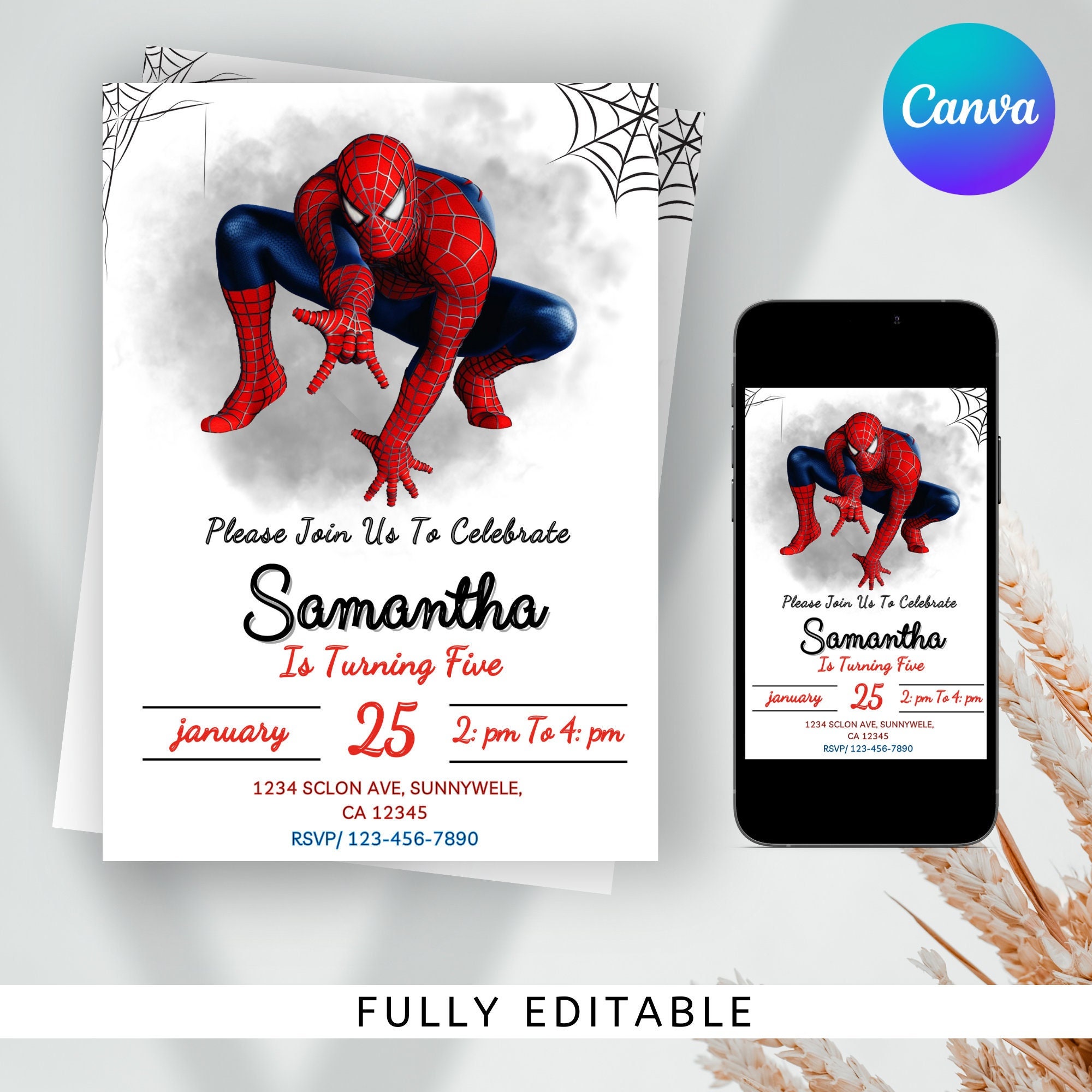 Spiderman Invitation Spiderman Birthday Invite Spiderman - Etsy