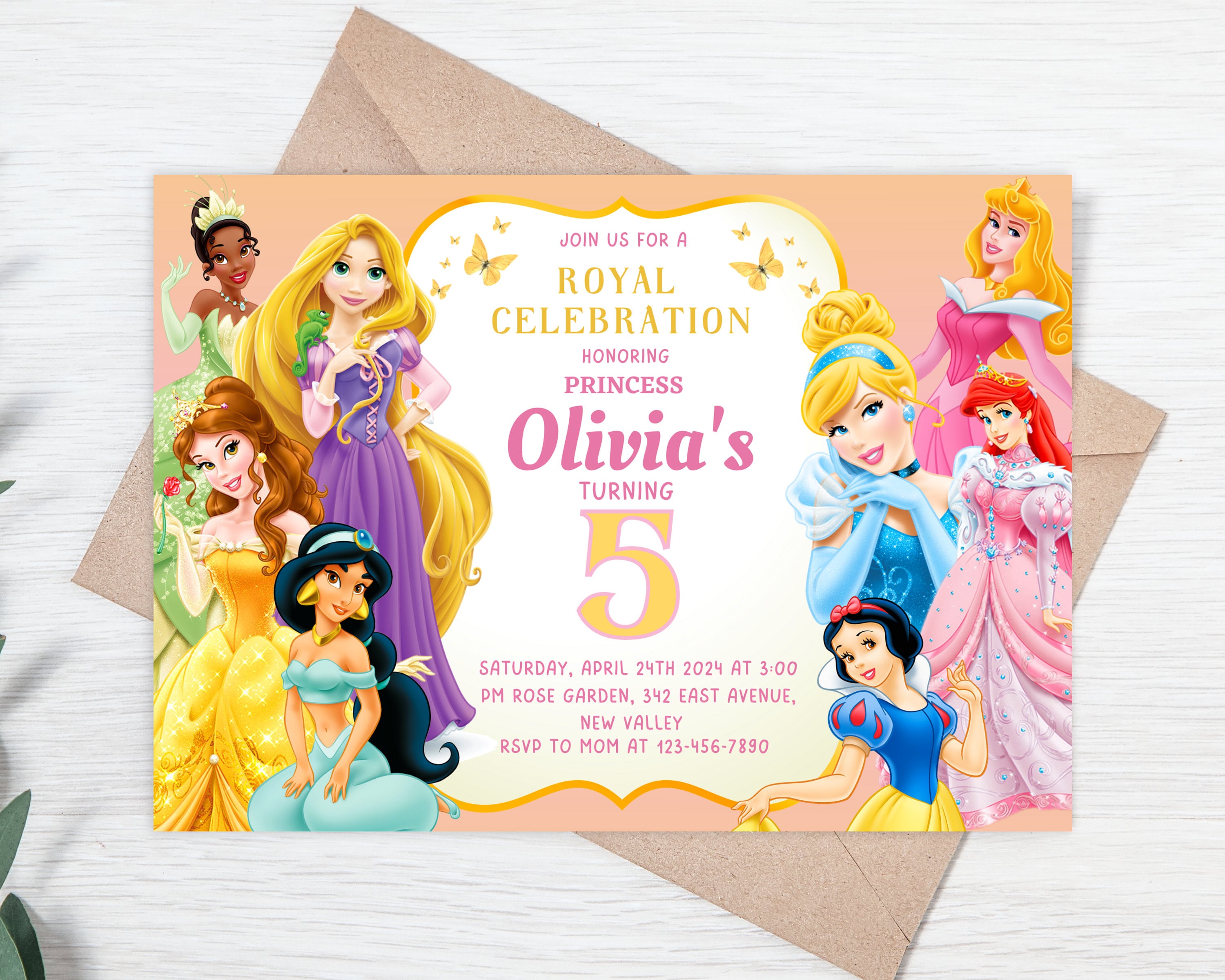 Disney Princess Blank Background For Invitation