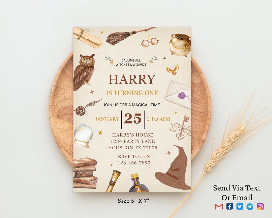 Editable Wizards Invitation, Printable Birthday Party Invitations ...