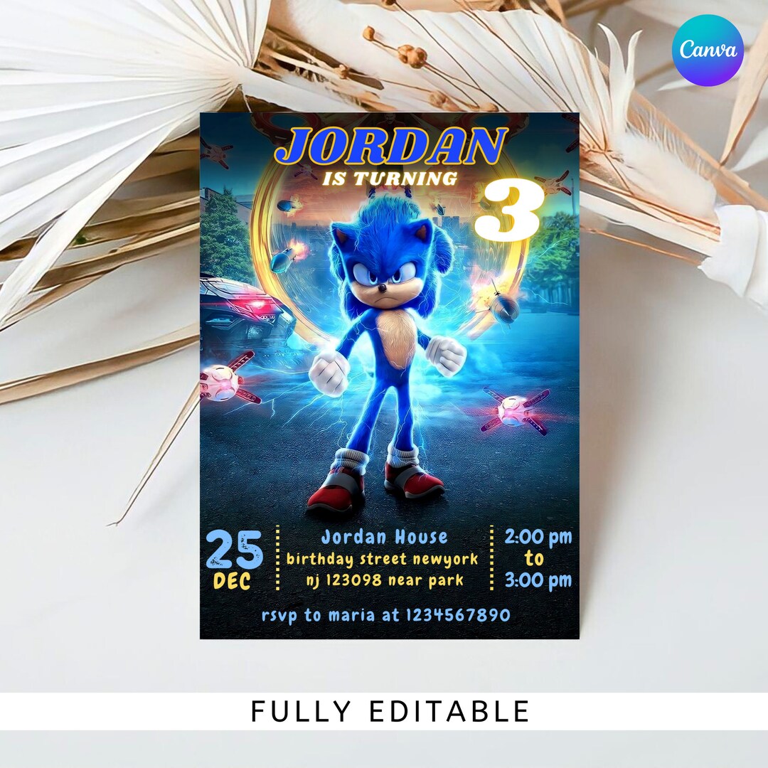 Invitación de Sonic / Invitación de cumpleaños de Sonic / - Etsy España
