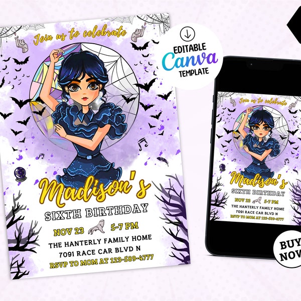 Wednesday Addams Invite - Etsy