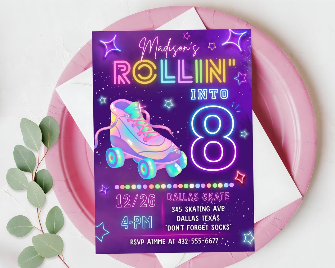 Editable Roller Skate Party Invitation Roller Skate Invite - Etsy Australia