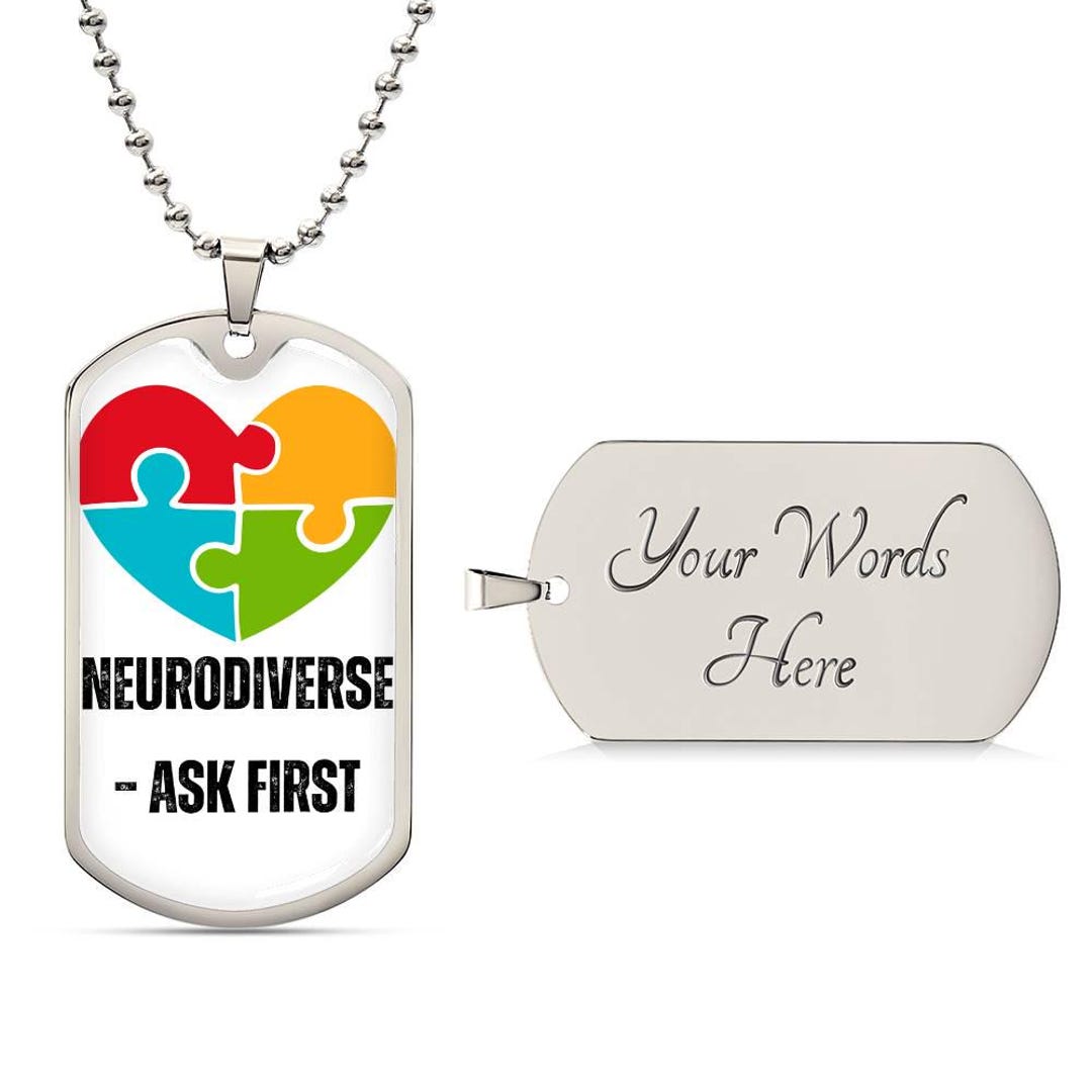 Neurodiverse – Ask First Necklace – Autism Alert Pendant – Medical ID ...