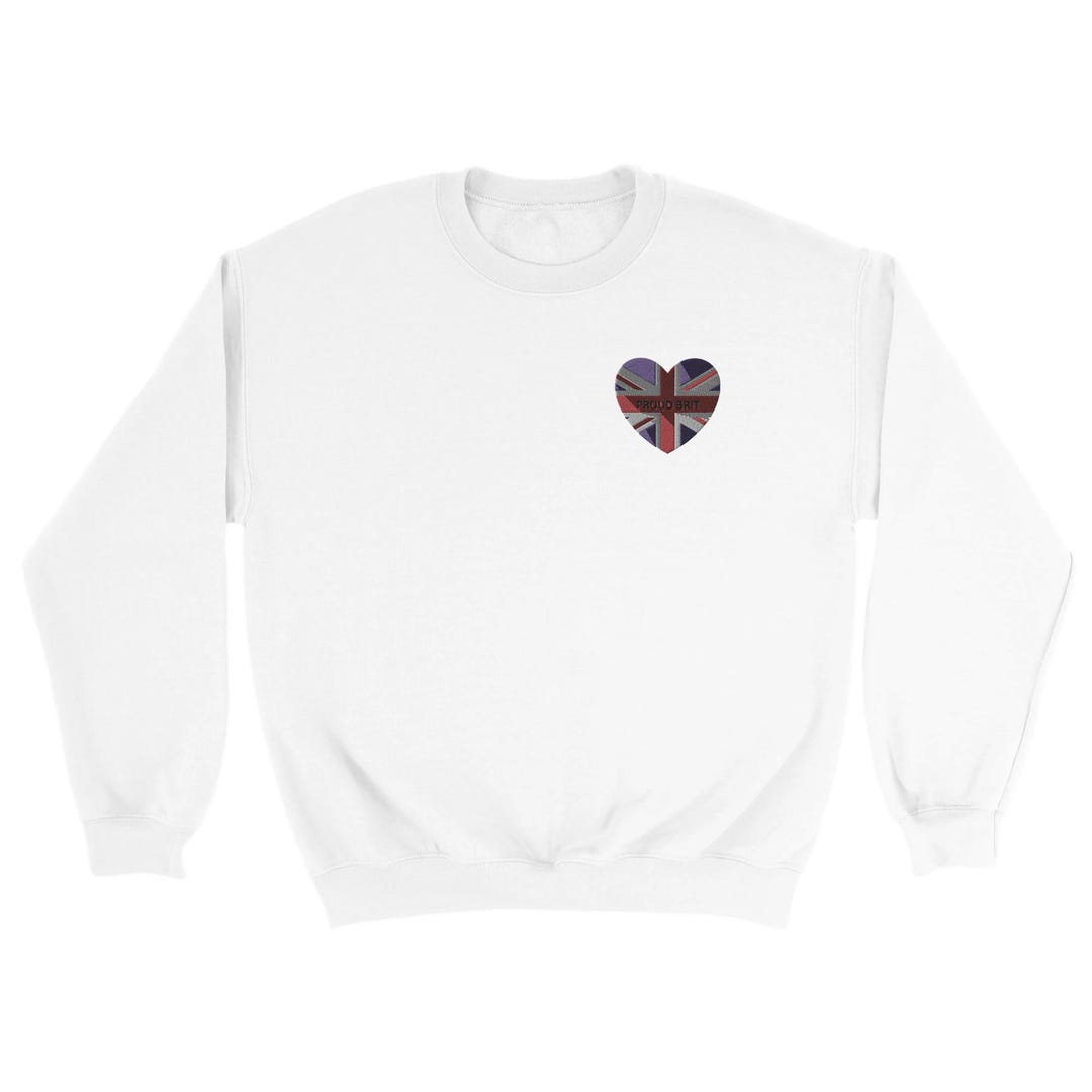 Proud Brit Jumper | Embroidered British Flag Heart Sweatshirt | Proud ...