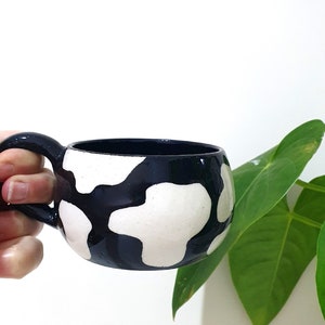 Handmade Cow Spot Mug Set: Black and White Ceramic Coffee Cups - Etsy