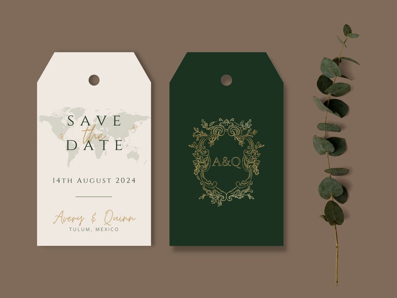 Passport Save the Date Wedding Invitation Luggage Tag Template Editable ...