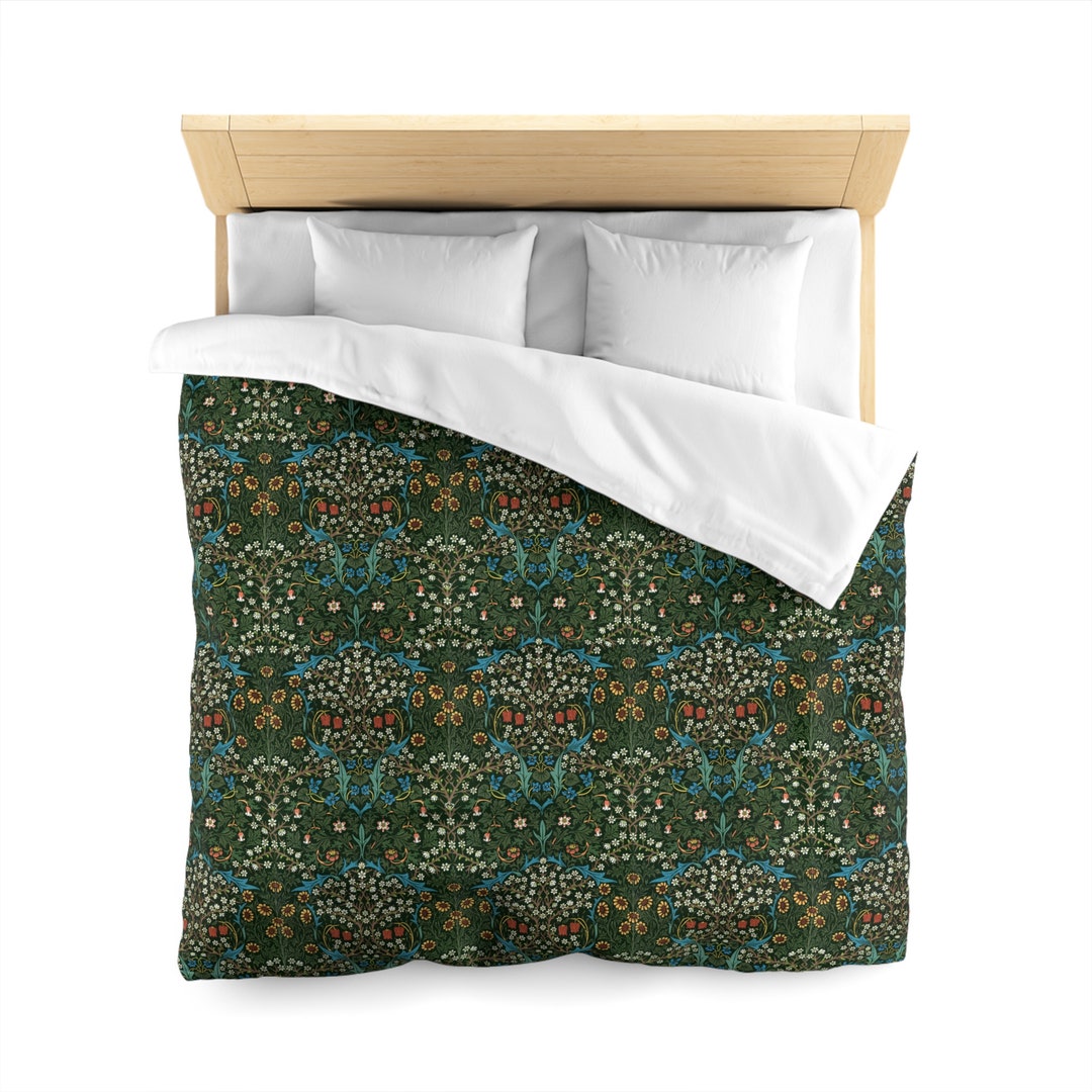 William Morris Duvet Cover - Blackthorne, Floral, Flowers, Green, Blue ...