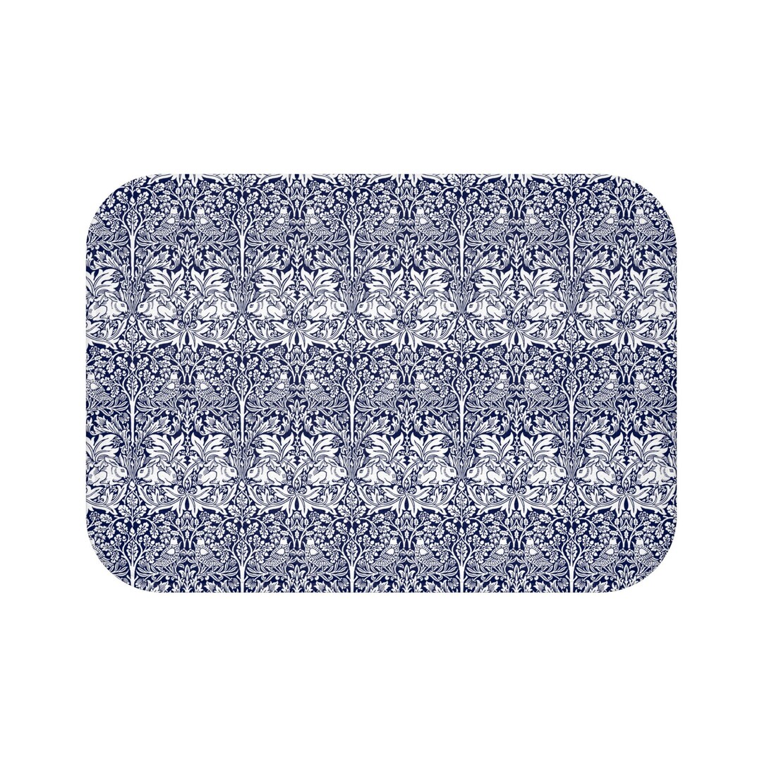 William Morris Brer Rabbit Bath Mat Floral, Navy, Mid Century ...