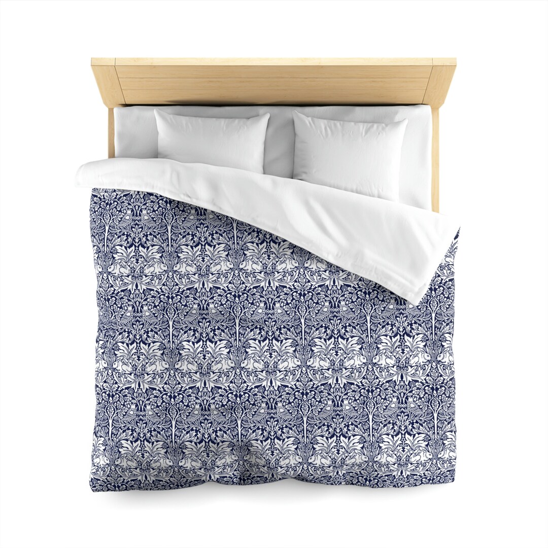 William Morris Brer Rabbit Duvet Cover Navy Blue Microfiber - Etsy