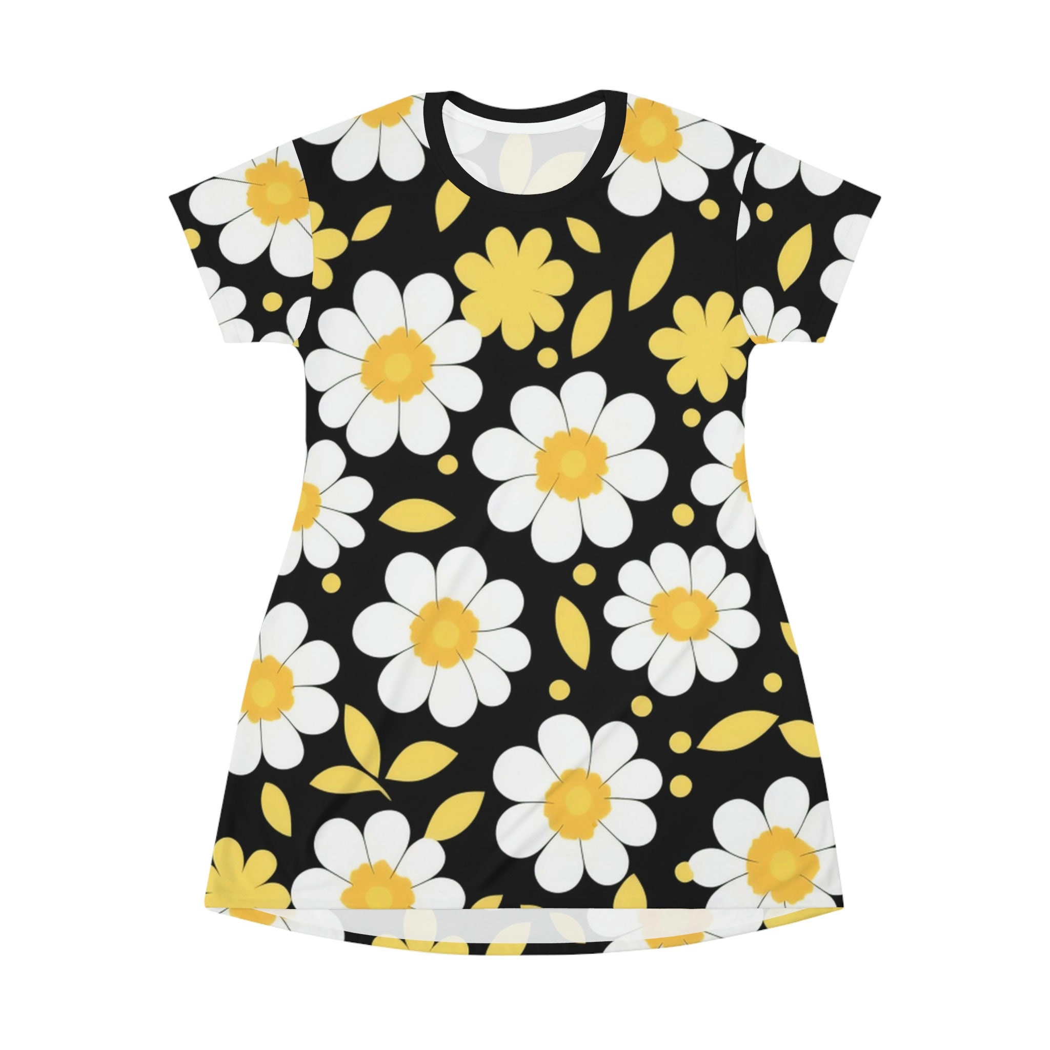 Fun 70s Daisy Dress - Retro, White, Floral Spring/summer Minidress ...