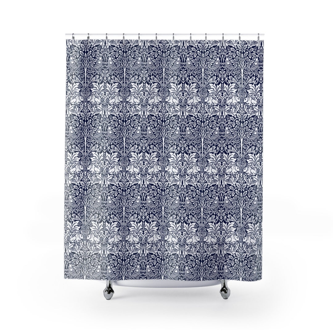William Morris Brer Rabbit Shower Curtain - Navy, Mcm, Arts and Crafts ...