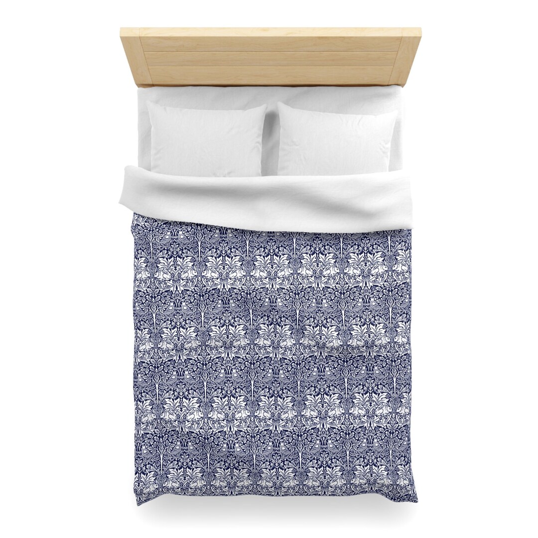 William Morris Brer Rabbit Duvet Cover - Navy Blue Microfiber, Mcm ...