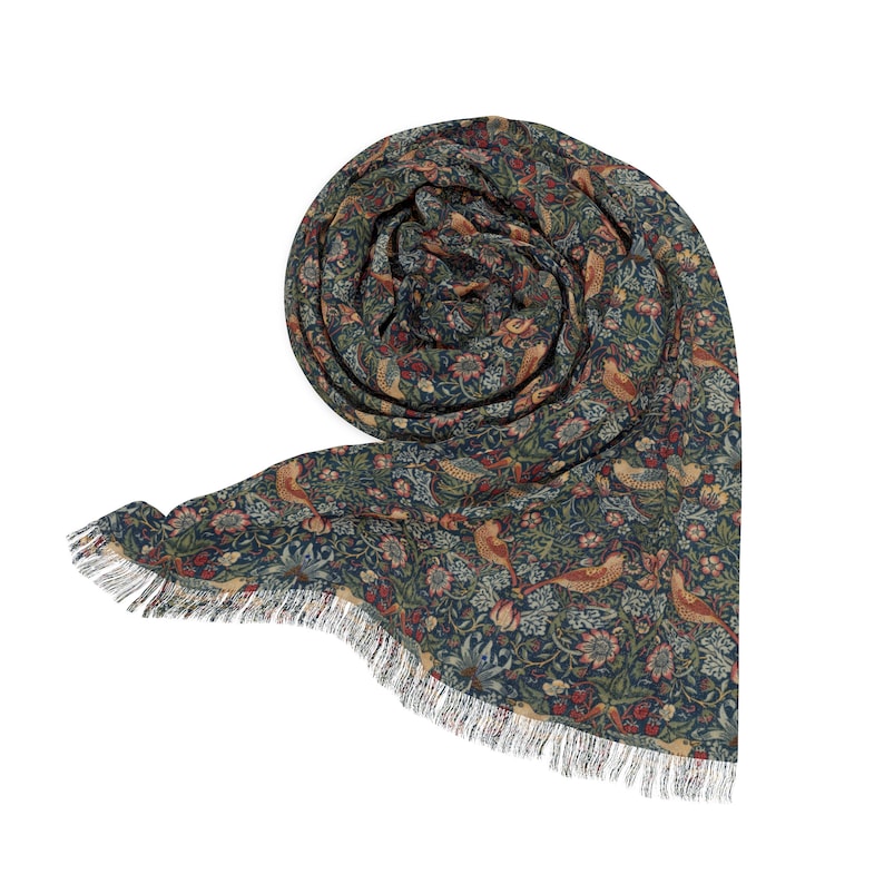 William Morris Strawberry Thief Scarf Colorful Green Red - Etsy