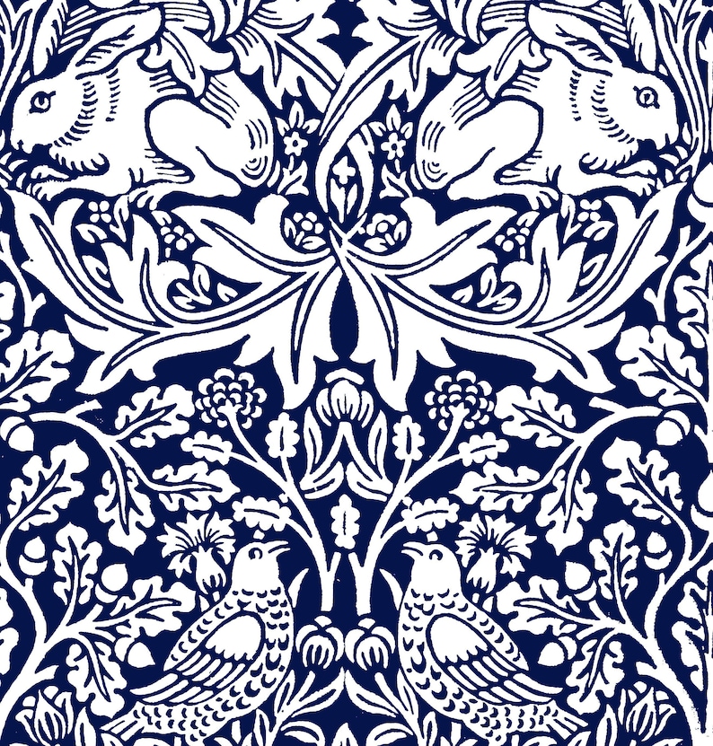 William Morris Brer Rabbit Shower Curtain Navy Mcm Arts - Etsy