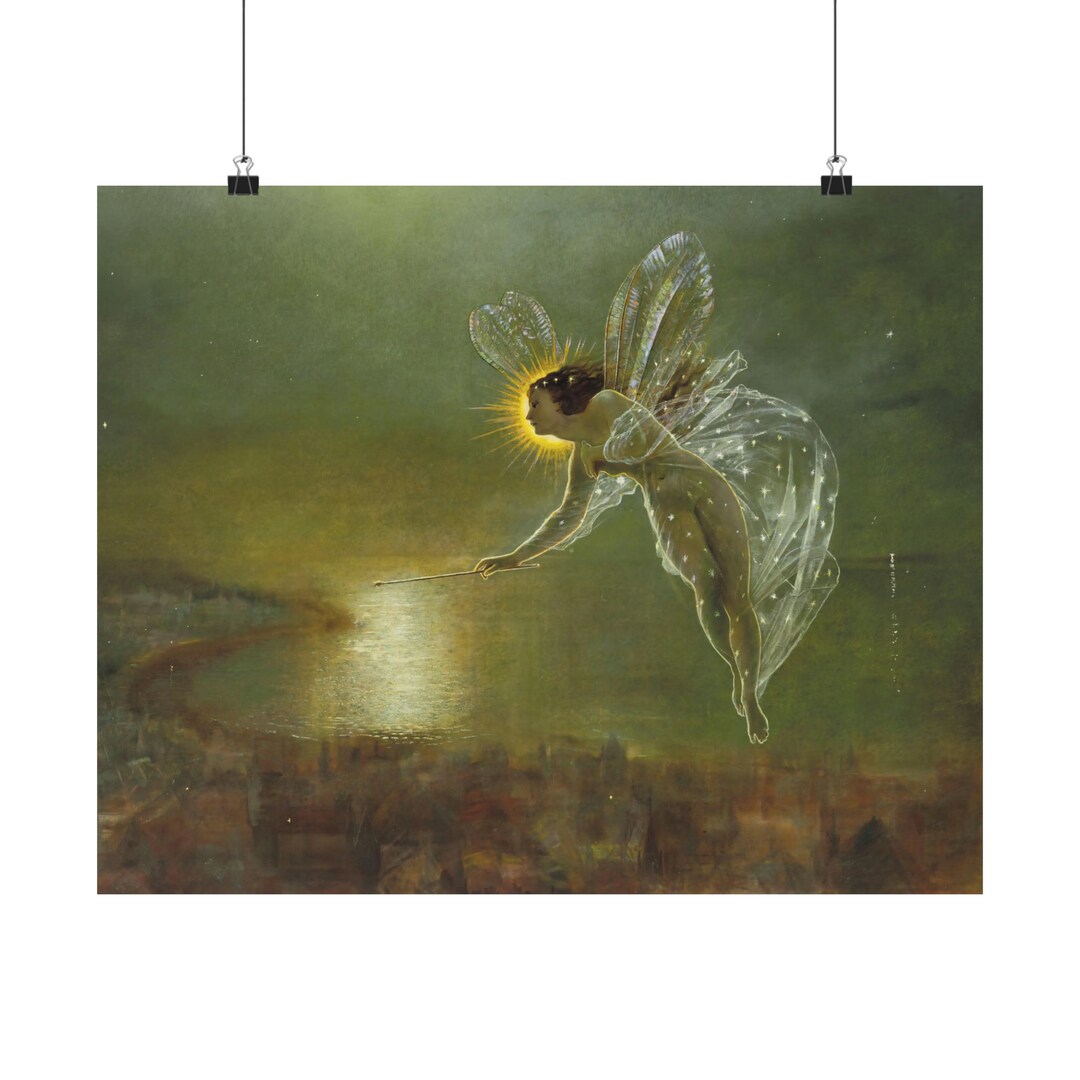 Angel Watches Over City Poster - 'spirit of the Night" - John Atkinson ...