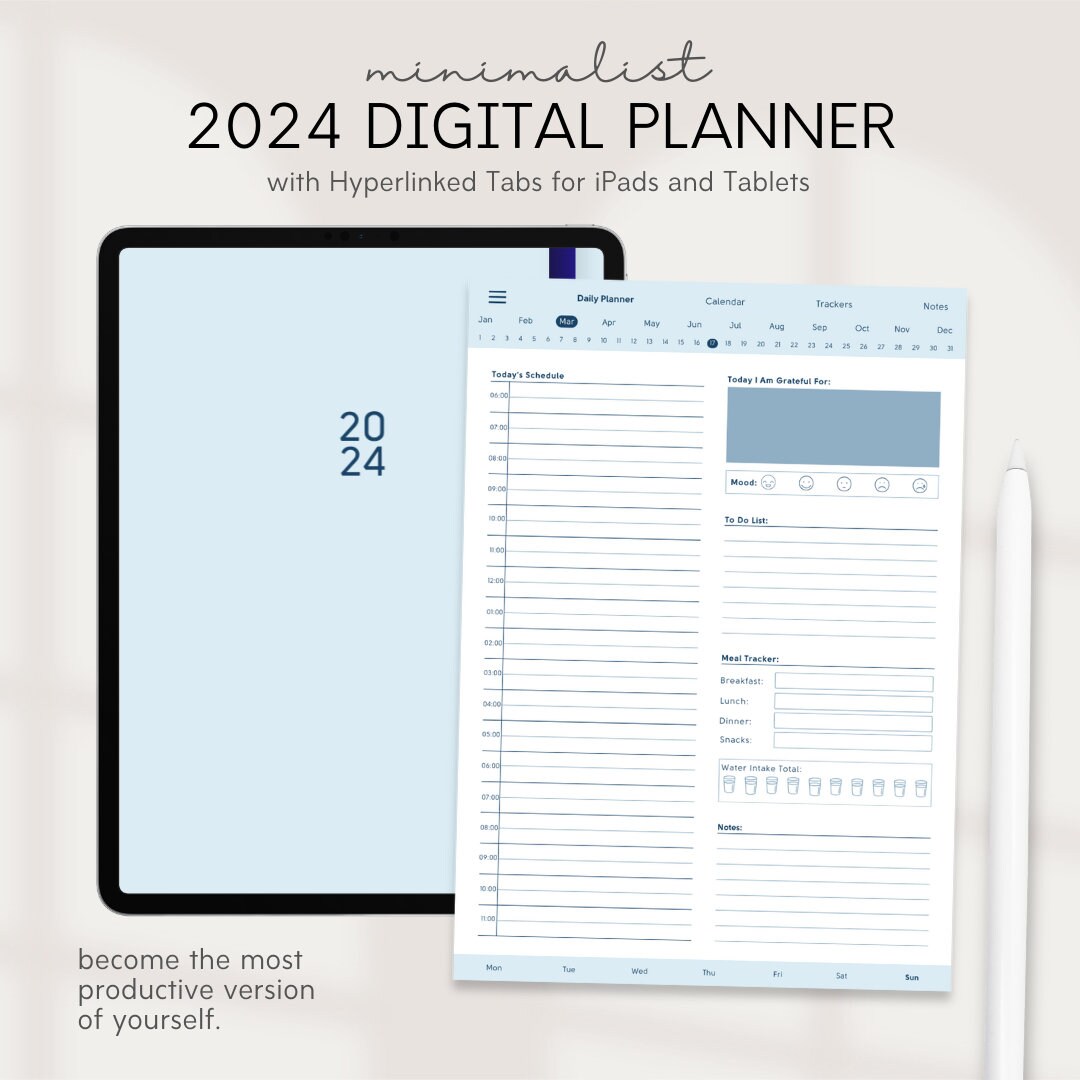 2024 Digital Planner 2024 Daily, Weekly & Monthly Planner iPad Planner ...