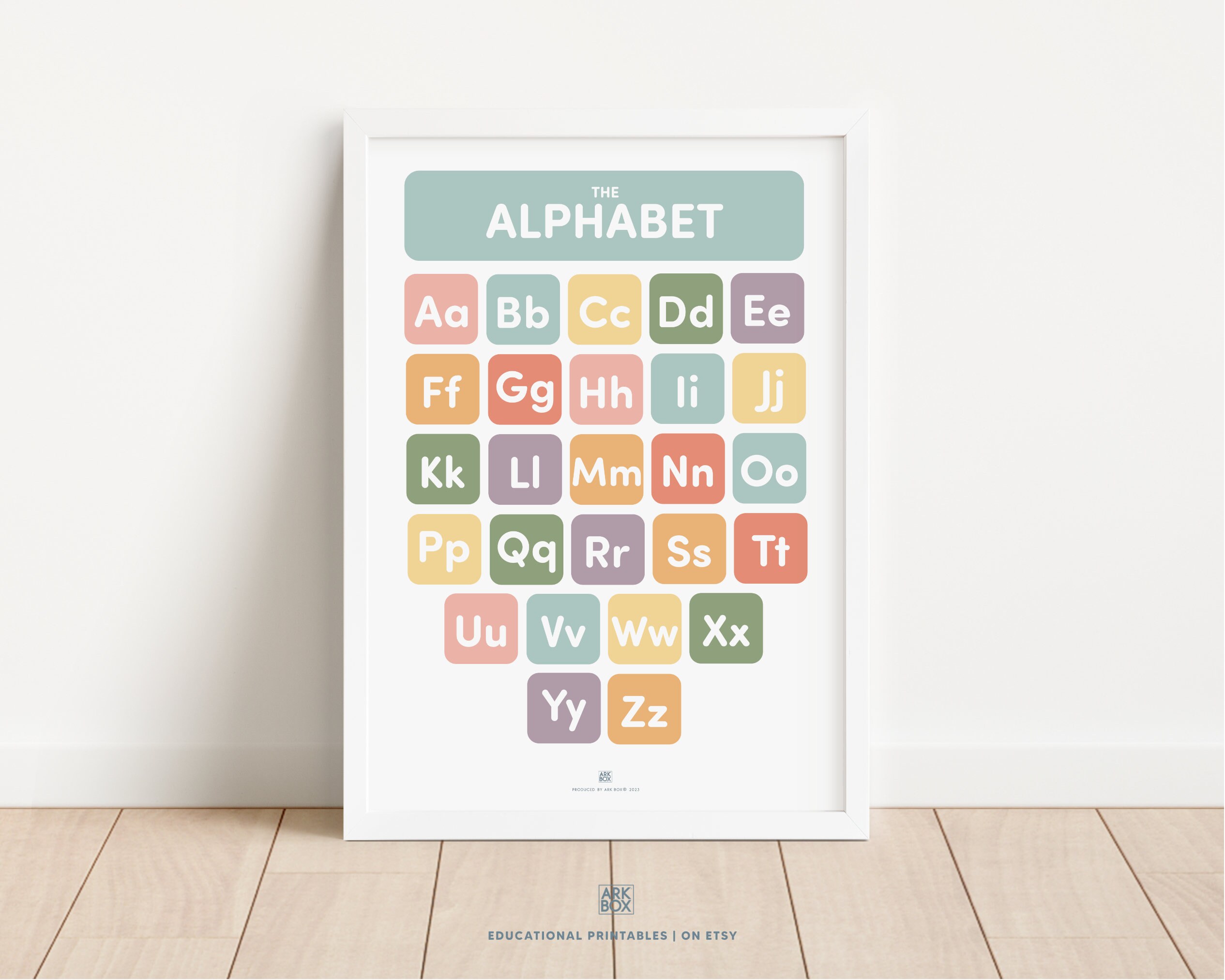 Rainbow Alphabet Poster, Handwriting Chart Print, Educational Wall Art ...