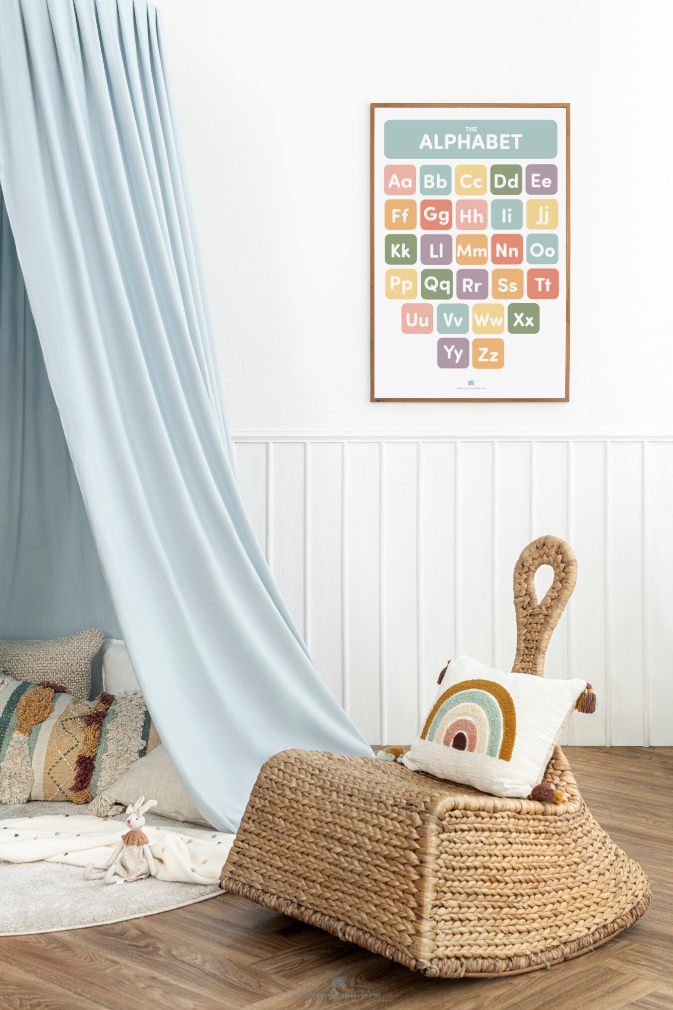 Rainbow Alphabet Poster, Handwriting Chart Print, Educational Wall Art ...