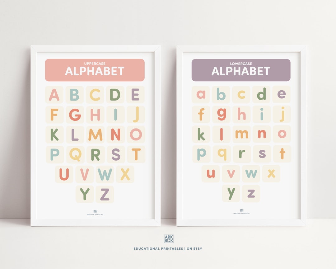 Rainbow Alphabet Poster, Handwriting Chart Print, Educational Wall Art ...