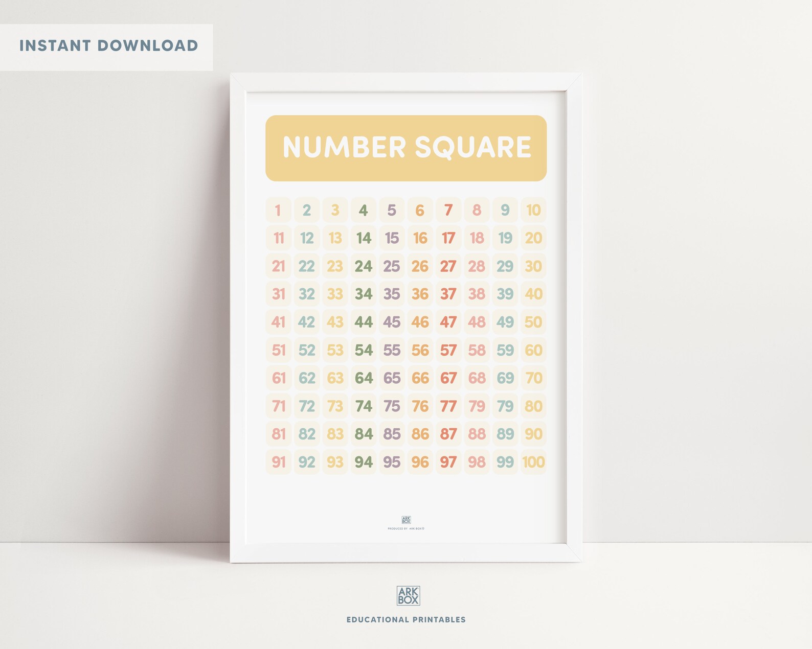 Rainbow Numbers Print, Count to 100, Numbers Poster, Educational Print ...
